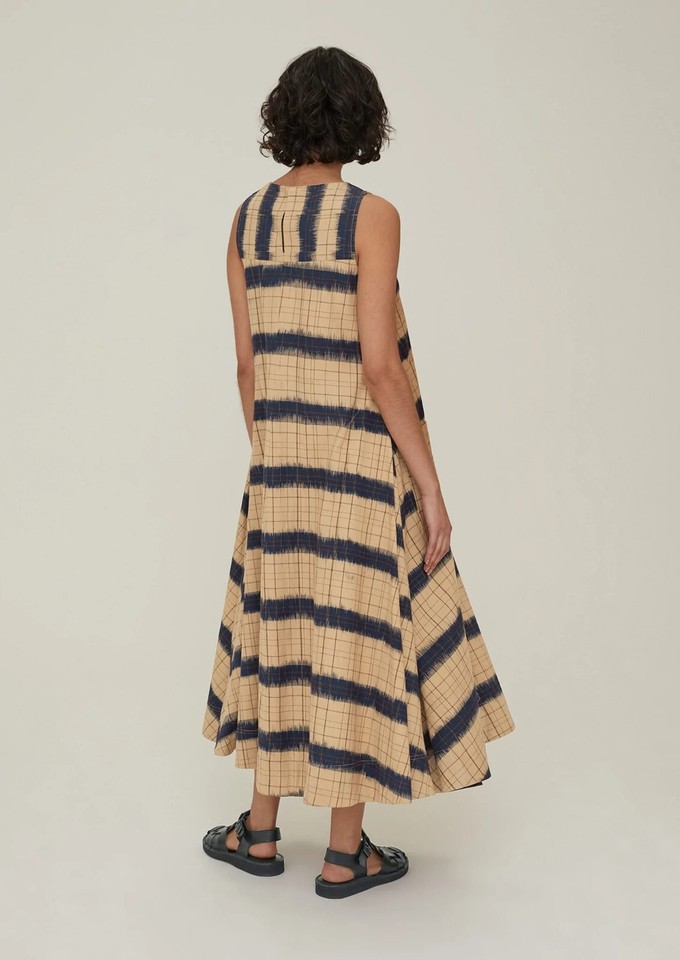 TOAST SAND / LAPIS CHECK IKAT COTTON DRESS SIZE UK 10 *RRP £295 | eBay UK