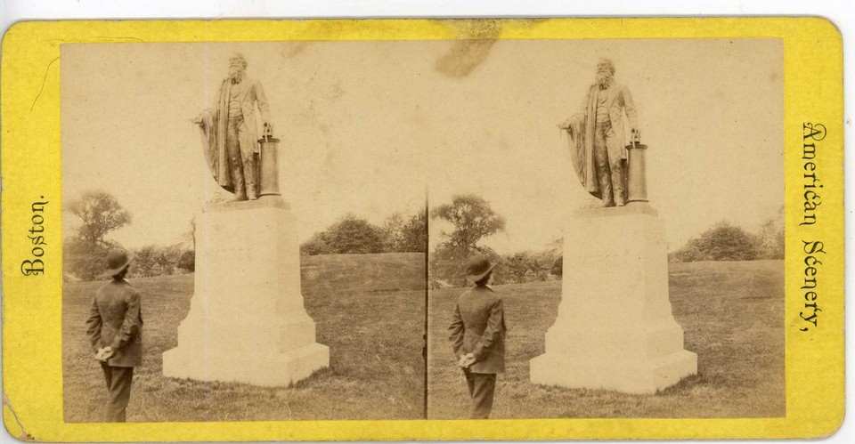 Man Admires Samuel Morse Telegraph Statue Central Park NY Stereoview ...