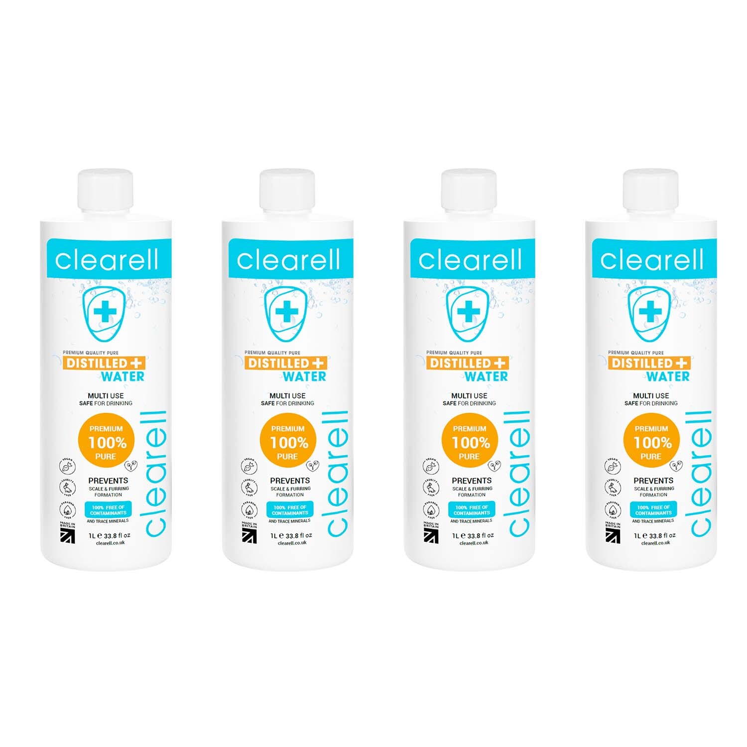 Clearell Premium DISTILLED H20 Water 100% Pure ULTRA Purified Food ...