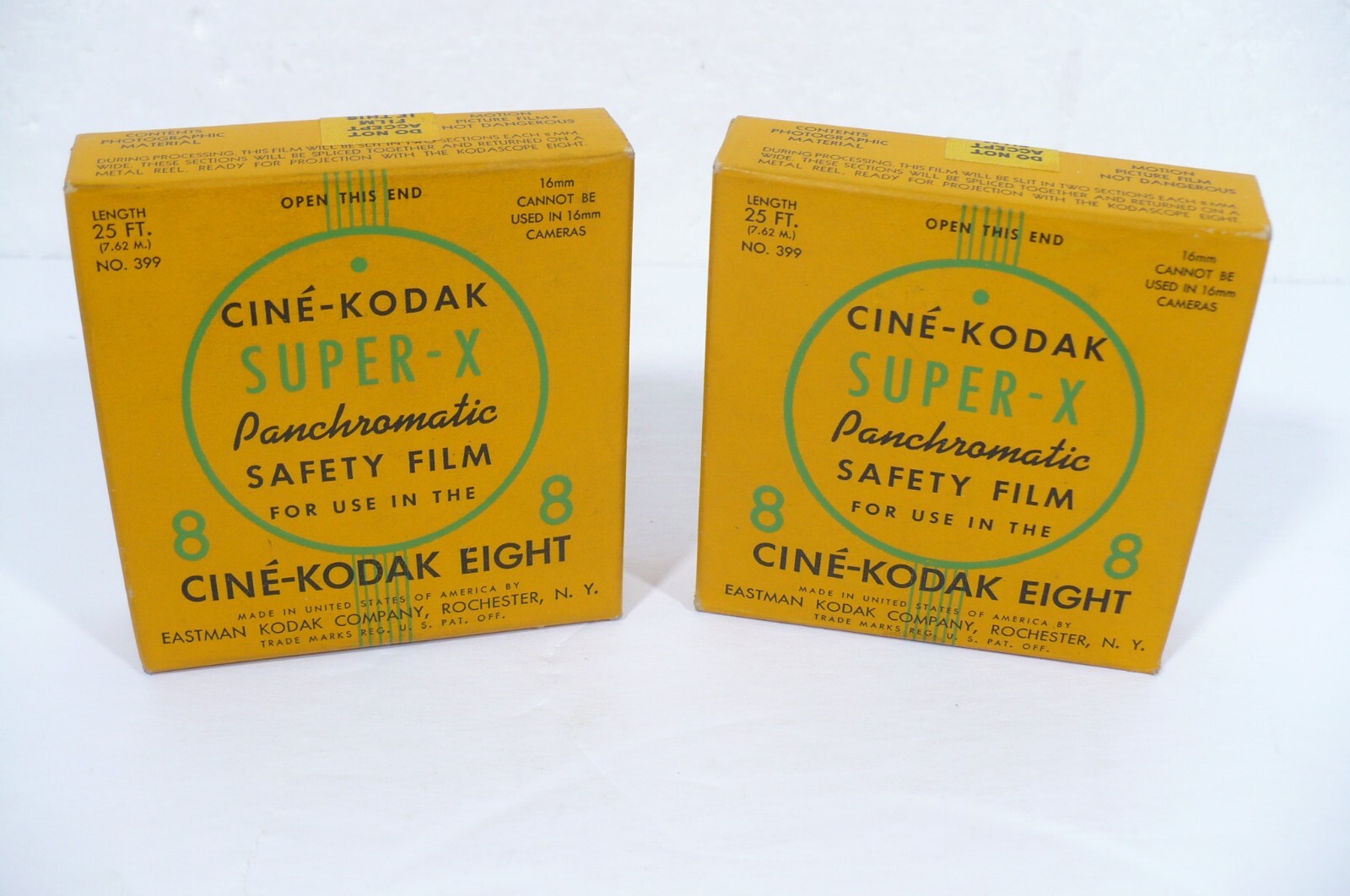 2 Ciné-Kodak Super-X Panchromatic Safety Film, 25' of 16mm to be split ...
