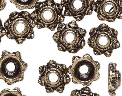 24 Antiqued Gold Pewter 6x2mm Mini Bead Caps for 4-6mm Beads * | eBay