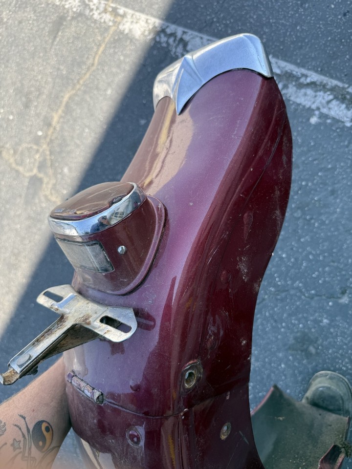 1961 1962 Harley Panhead FLH Duo Glide Split Tanks Fender Tin Set Oil ...