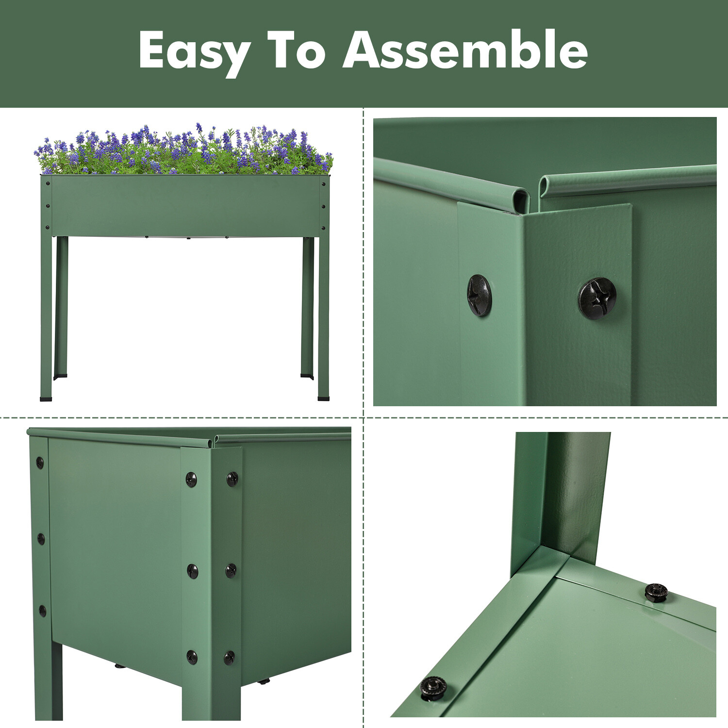 Metal Raised Elevated Garden Bed Planter Box Vegetables Fruits Herb ...