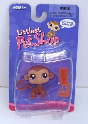 HASBRO LITTLEST PET SHOP LPS #057 MONKEY PURPLE EYES NEW ON CARD 2005 ...