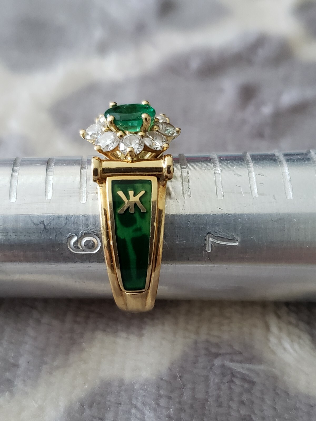 Korloff 18kt Yellow Gold Emerald Enamel Diamond ring | eBay
