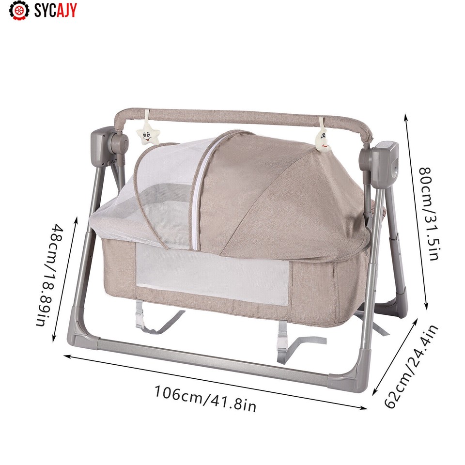 5 Gears Adjust Electric Baby Crib Cradle Bluetooth Infant Auto Swing ...