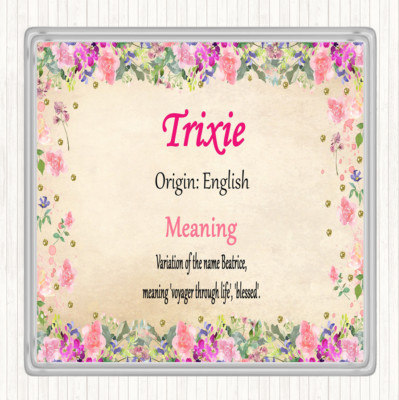 Trixie Name Meaning Drinks Mat Coaster Floral | eBay