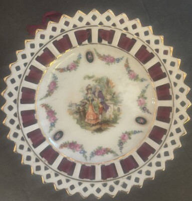 Vintage Reticulated Gold Trimmed Courting Couple Plate Germany | eBay