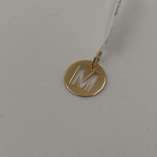 Pendant And Chain Gold 18k 750 Mls. Letter M Redonda. Diameter 10 MM | eBay