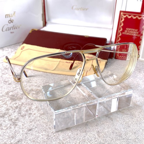 Vintage Cartier Eyeglasses Tank Silver Frame with Box & Papers & Carry ...