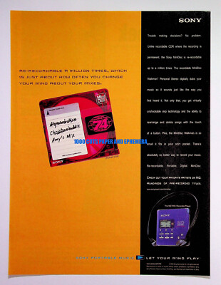 Sony MZ-R55 Mini Disc Player 1999 Trade Print Magazine Ad Poster ADVERT ...