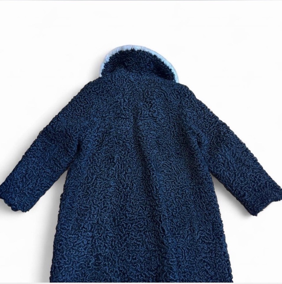 Vintage Persian Lamb Fur Coat Astrakhan Mink Collar Black L L Berger ...