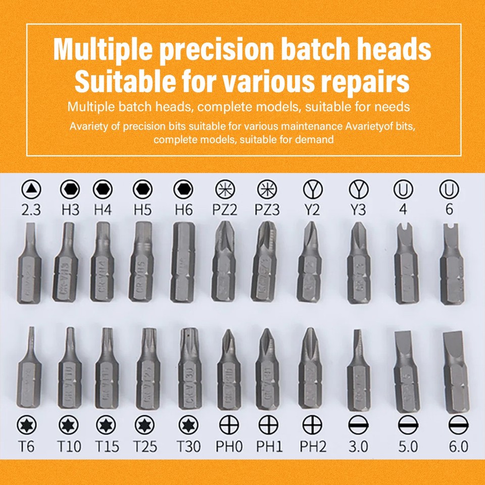 Magnetic Ratchet Screwdriver Bit Set Socket Slotted Hex & Torx Bit Tool ...