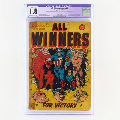 1942 Marvel Comics All Winners Comics 6 CGC 1.8 Captain America Hitler ...