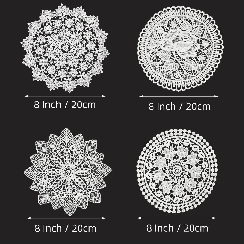 8 pcs 8 Inch Round Lace Table Mat Dacron Lace Shaped Coaster Kitchen | eBay