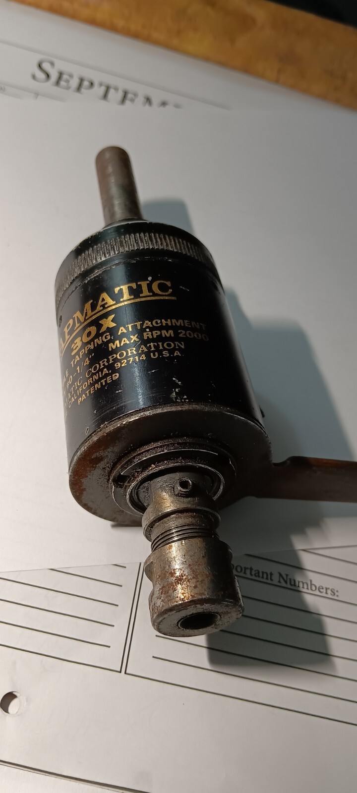 Tapmatic 30X Reversible Tapping Head Attachment 0-1/4" Cap. 1/2" Shank ...