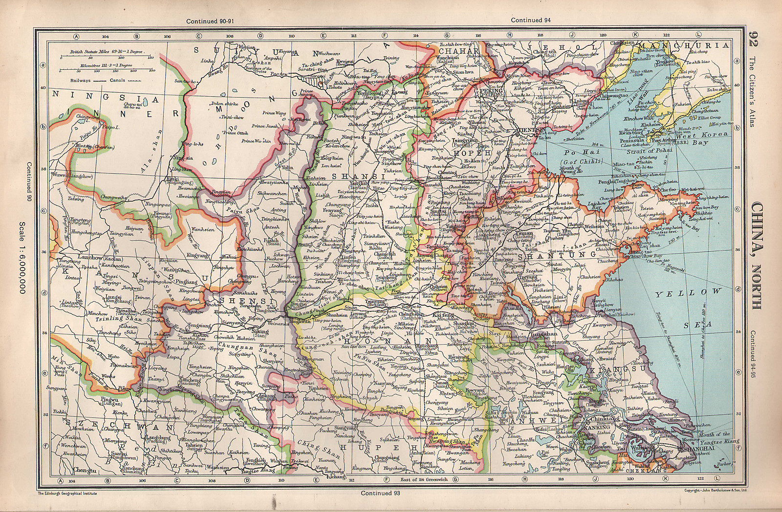1952 MAP ~ CHINA NORTH ~ HONAN SHANTUN SHANSI HOPEH KANSU etc | eBay