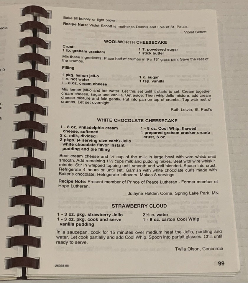 Vtg Rolling Hills Parish Recipe Collection Cookbook Sawyer North Dakota ...