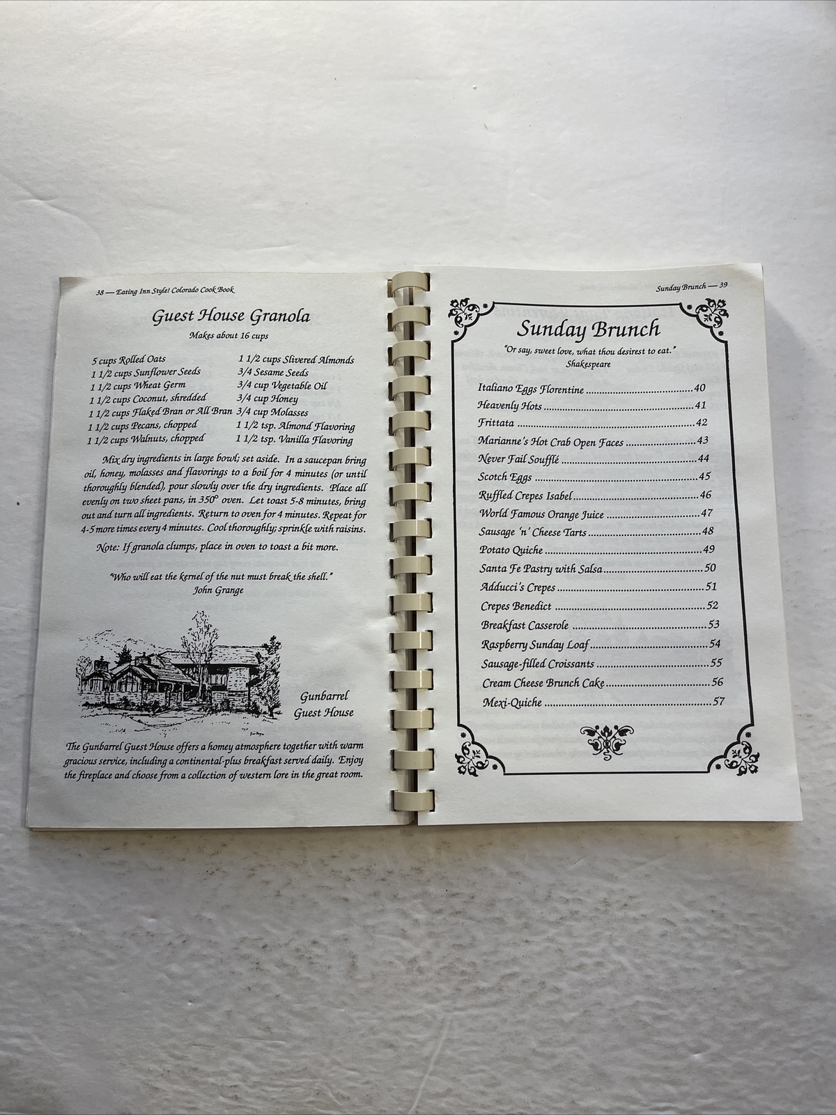 Colorado Cookbook Country Inns Bed and Breakfast menu recipes brunch ...
