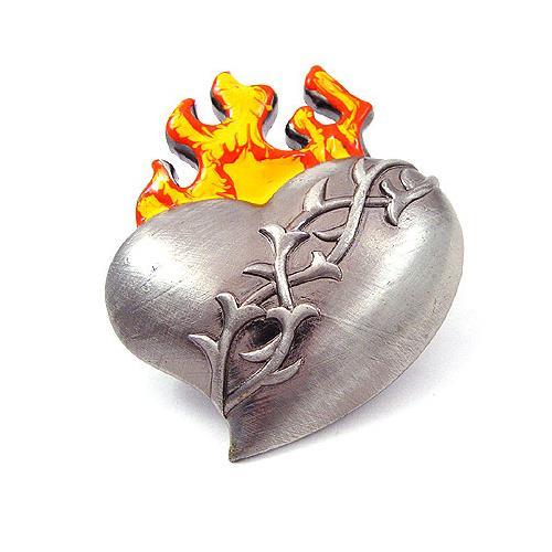 Flame Fire Barb Wire LOVE Heart Biker Tattoo Pewter Metal Belt Buckle ...