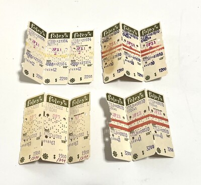 FOLEY'S Department Store Vintage Rare {4} Perforated 3-Parts Price Tags ...