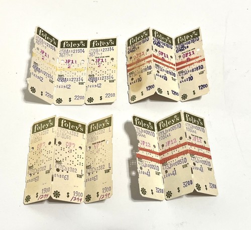 FOLEY'S Department Store Vintage Rare {4} Perforated 3-Parts Price Tags ...
