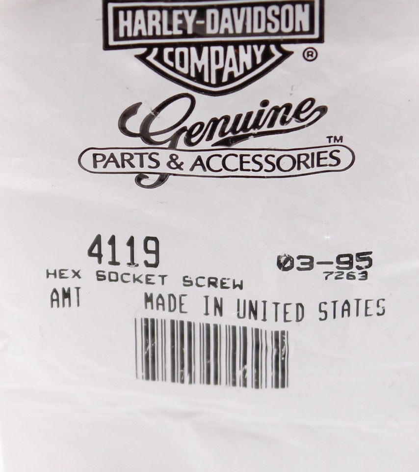 Genuine Harley-Davidson Screw, Hex Socket Part Number - 4119 | eBay