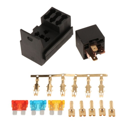 Compact For Automotive Relay Fuse Socket Holder 4 Slots / 3 Blade Fuses ...