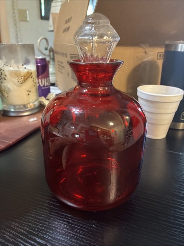 This is a vintage Ruby Red Glass decanter With Stopper | eBay