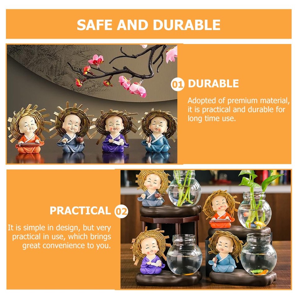 20 pcs Car Dashboard Decoration Small Buddha Statue Resin Small Monk ...