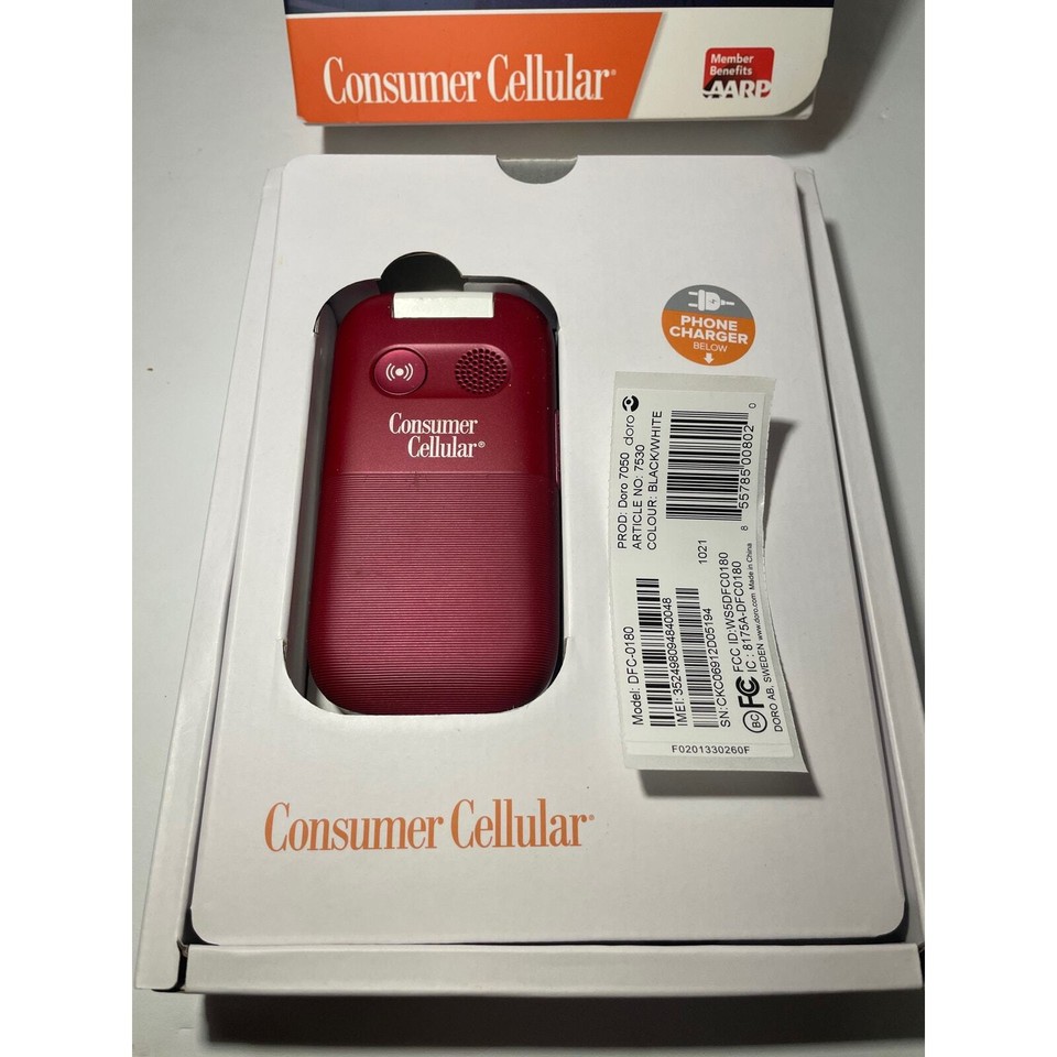Doro 7050 DFC 0180 Consumer Cellular Flip Phone Red | eBay