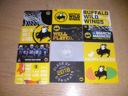 Buffalo Wild Wings 12 different new and used collectible gift cards | eBay