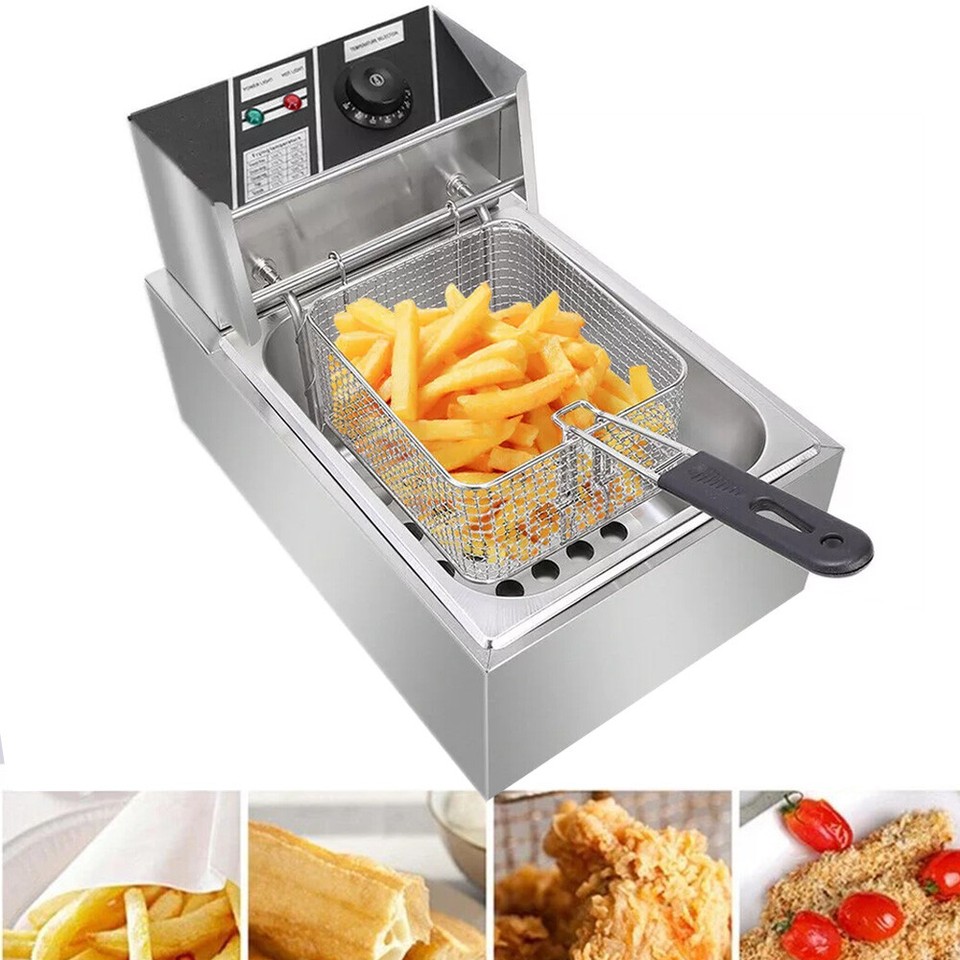 10L Commercial Electric Deep Fryer Fat Chip Frying Pan & Basket ...