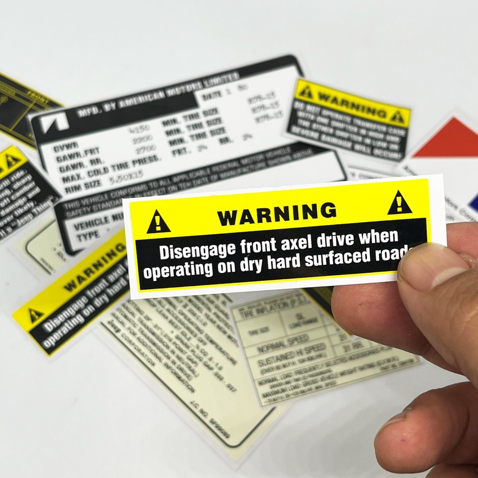 Wrangler Cj7 Cj8 Restoration Warning Caution Engine Bay Stickers Labels ...