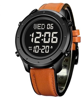 Mens Leather Watch for Men Digital Watch Men's Wrist Watches LED ...