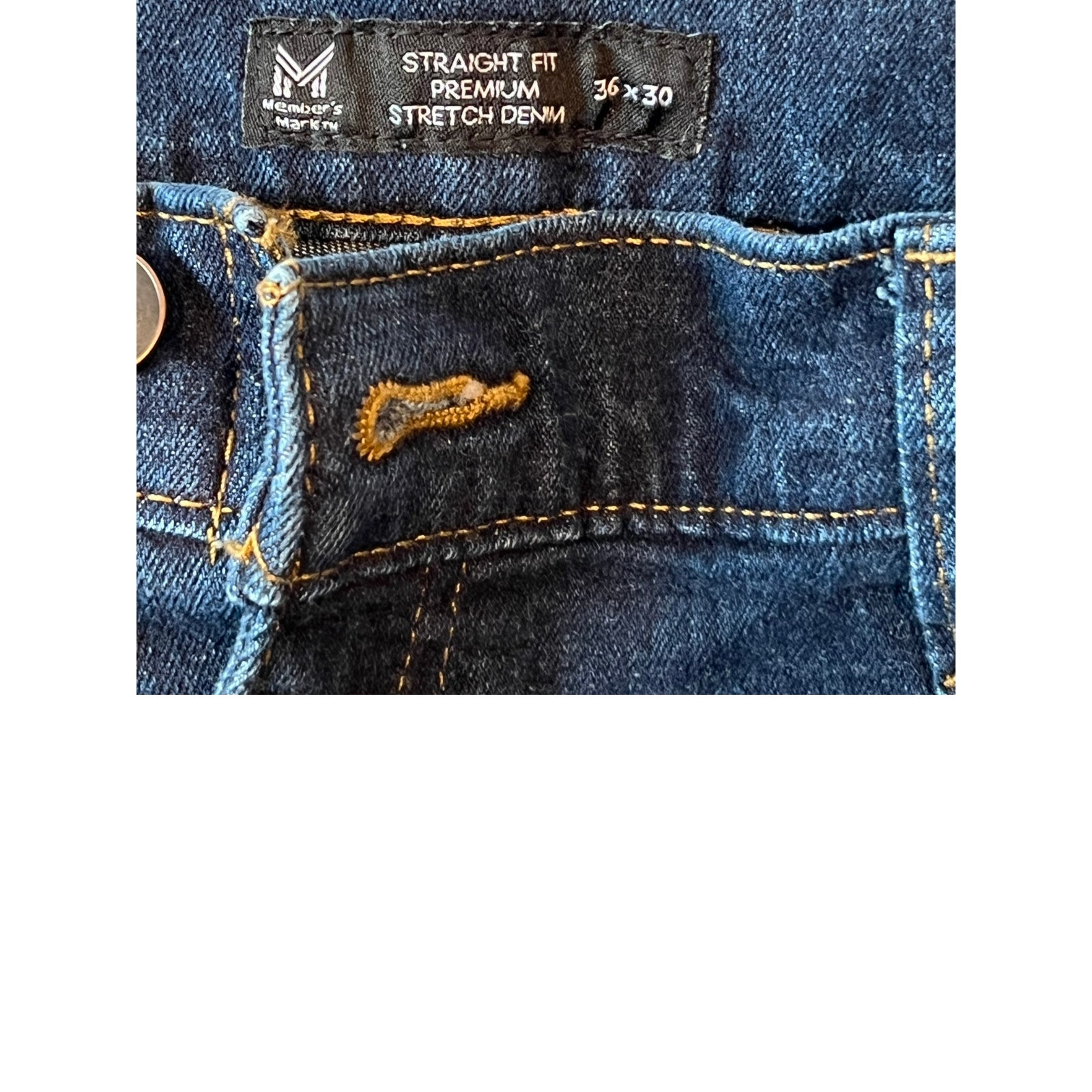 Members Mark Straight Fit Stretch Denim Blue Jeans 36… - Gem