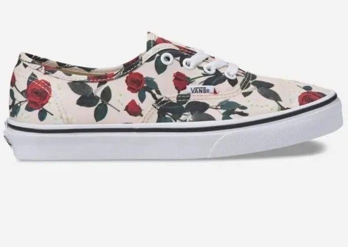 Vans Authentic Low Top Cream Sneakers With Roses Womens Size 8.5 NWOB 🌹 ...