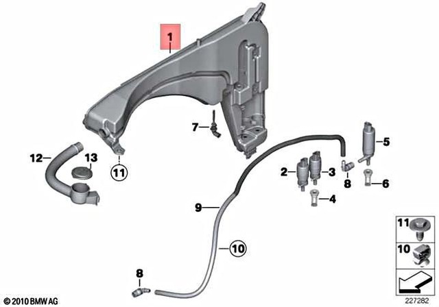 Genuine OEM Washer Fluid Reservoir for BMW 61667345154 for sale online ...