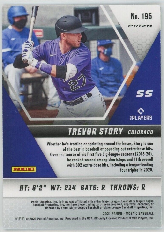 2021 Panini Mosaic Trevor Story Quick Pitch Silver Prizm Rockies Red ...