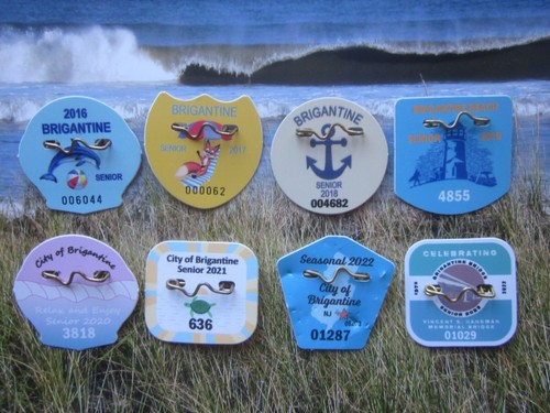 8 YEARS BRIGANTINE NEW JERSEY SEASONAL SENIOR BEACH BADGES/TAGS | eBay