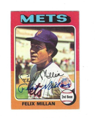 Signed Autographed Felix Millan New York Mets 1975 Topps Card, #445 w ...