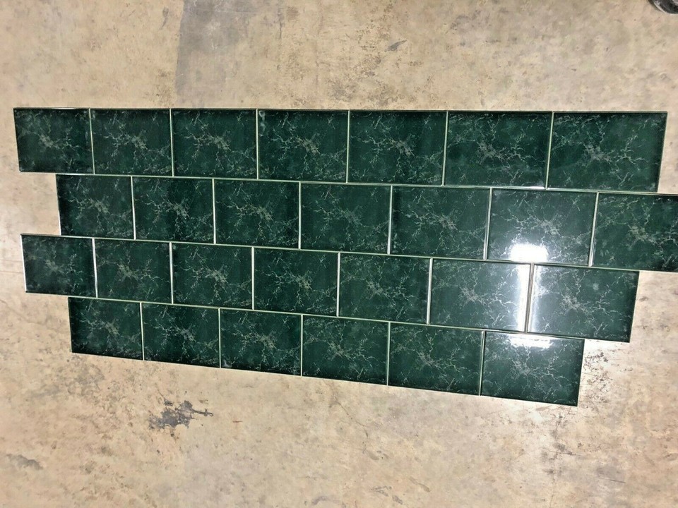 6x8 Dal Tile Ceramic Pine Green Brite Bath Marbleized Remodel Wall (9 ...
