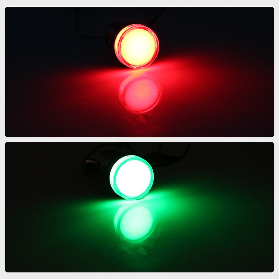10pcs AC/DC 110V Indicator Lights Red+Green LED, Flush Panel Mount 7/8 ...