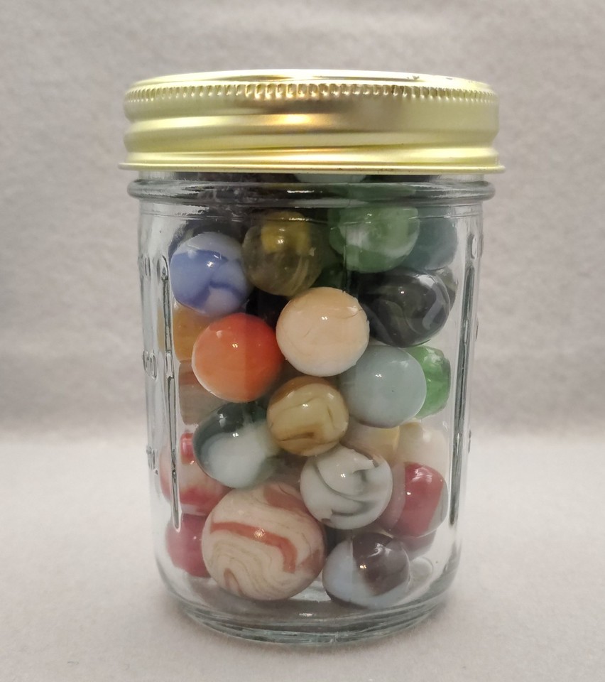 ~60 Vintage Marbles in a jelly jar see desc for makers NM-M | eBay