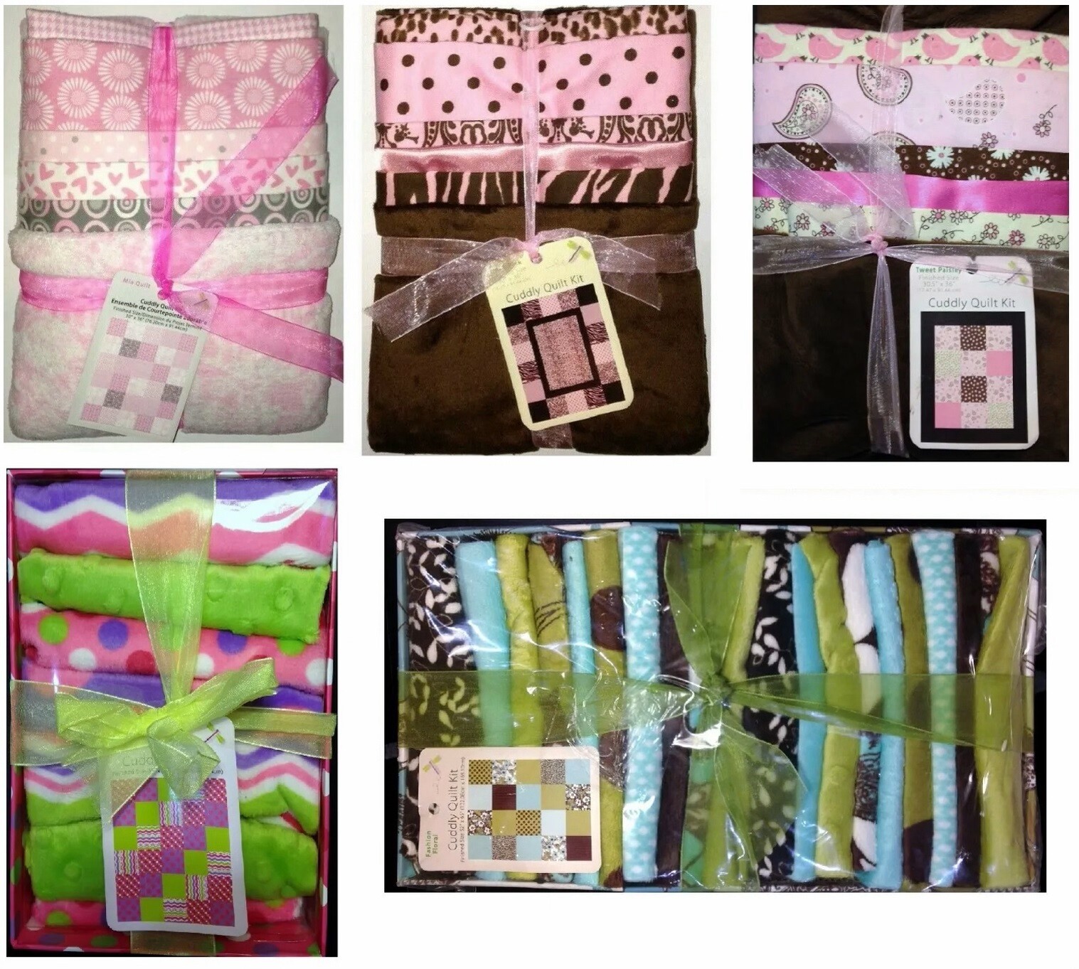 Cuddly Quilt Kit BABY QUILT 30" x 36" includes all fabrics PICK FROM 5 ...