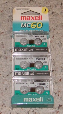 Maxell MC60 - Microcassette Tape: 3 Pack - 60 Minute Microcassettes | eBay
