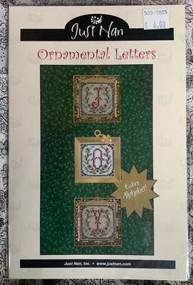 Just Nan ORNAMENTAL LETTERS Alphabet Christmas Cross Stitch Chart JN153 ...