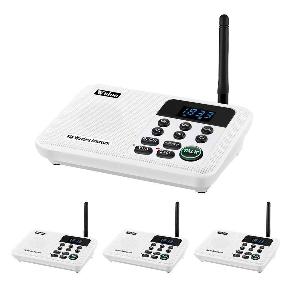 Wuloo 22-Channel Call All 0.5Mile Range Wireless Intercoms Home Offices ...