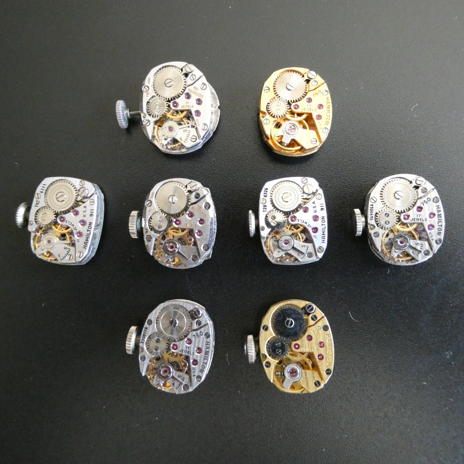 Lot of 8 Hamilton Wristwatch Movements Cal. 750, 751, 780, 911 for ...