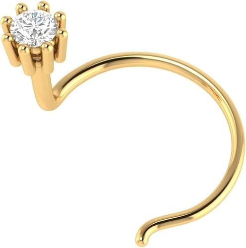 0.04 Cttw Natural Diamond G-H /I1 Solitaire Stud Nose Pin Women 14K ...